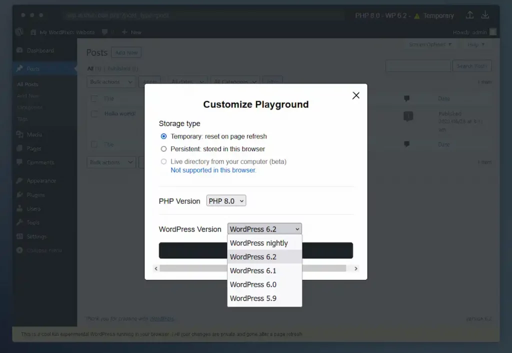 WordPress Playground: Sin duda la mejor forma de probar WordPress sin instalar nada - CMS MAG